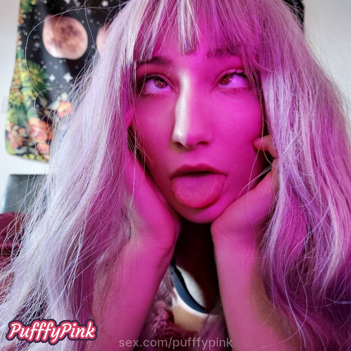 Pufffypink Ahegao Time Ahegao Tongue Tongueout Purple Purple 