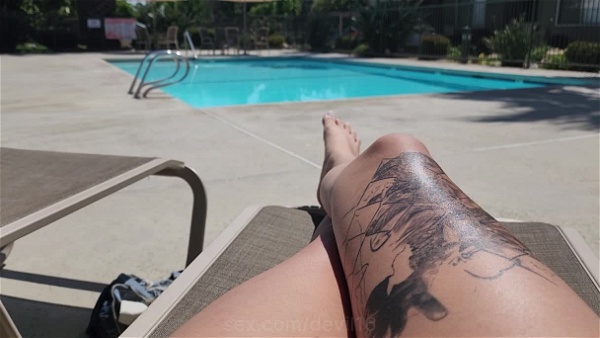Isabellavelwood Oopsie A Gardener Saw Me Public Public Nudity Tattoo Poolside Pool Flash