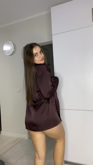 Linag Slender Blonde In A Short Black Dress